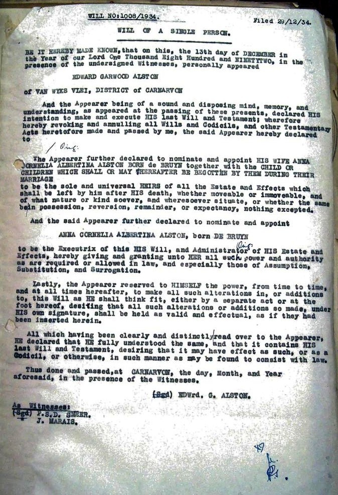 The King's Candlesticks: Pedigrees Capt Edward Garwood ALSTON [3934]